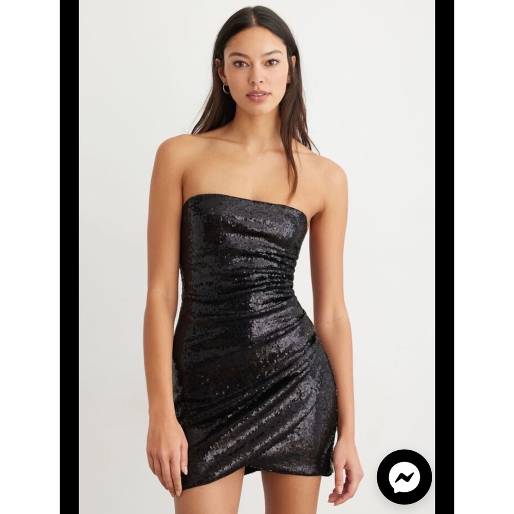 Dynamite Michelle Sequin Dress - Black - Gem